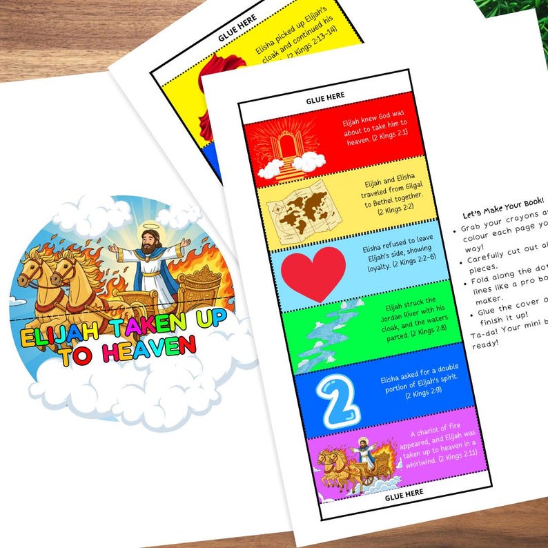Elijah Taken up to Heaven Folding Surprise Bible Craft, Bible Lesson ...