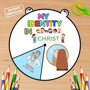 Printable Identity in Christ Coloring Wheel/ Printable Bible Activity ...