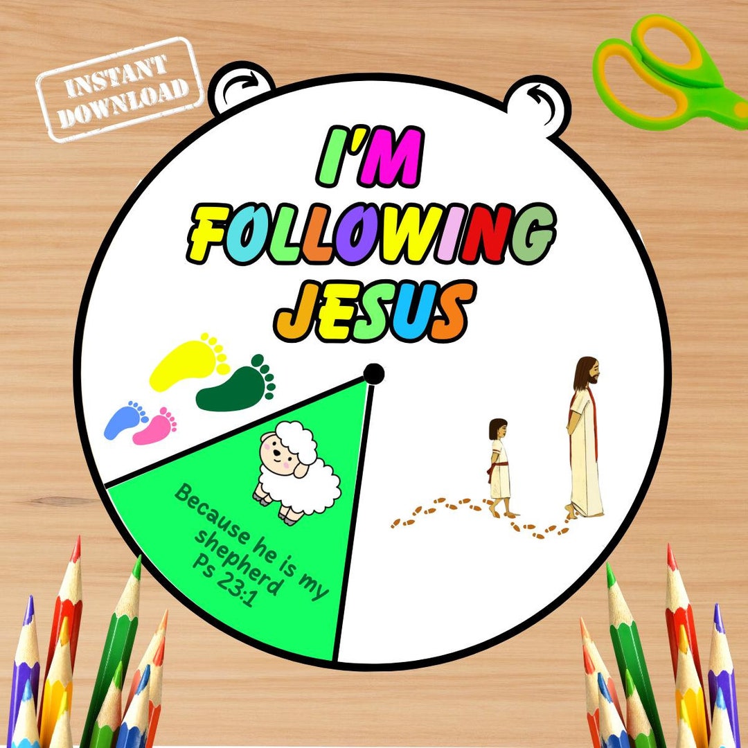 Following Jesus Kids Lesson, Coloring Wheel, Printable Bible Activity ...