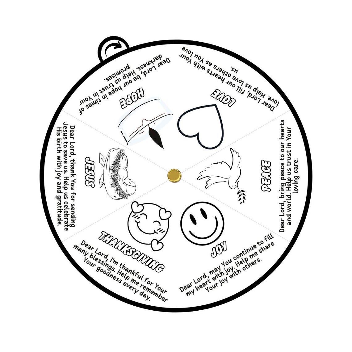 Advent Prayers Coloring Wheel, Bible Activity, Kids Bible Lesson ...