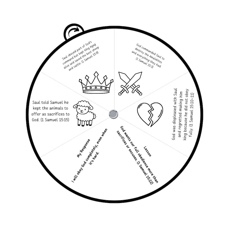 King Saul's Disobedience Spinner Wheel Craft, Bible Study Lesson Sunday ...