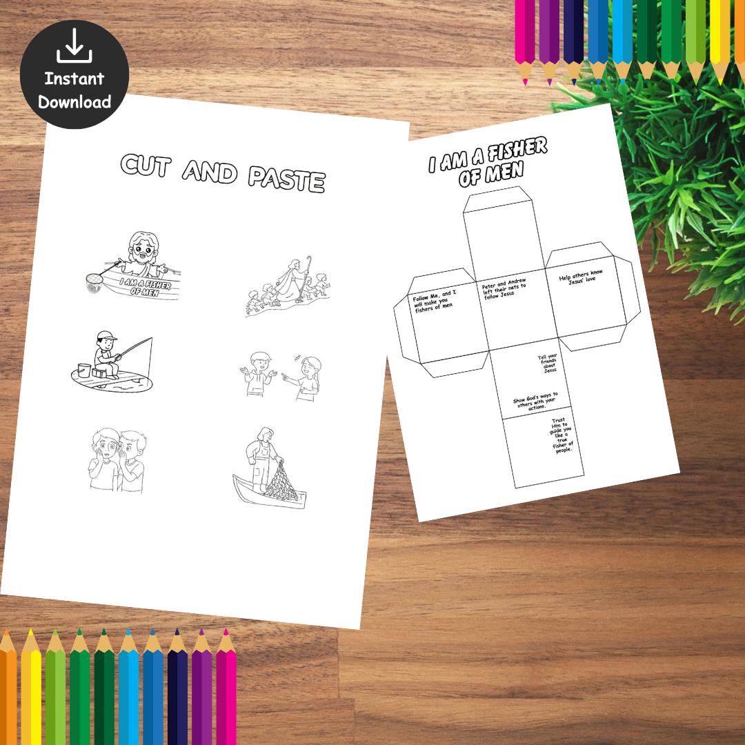 Fishers of Men Coloring Cube Bible Craft, Bible Lesson, Sunday ...