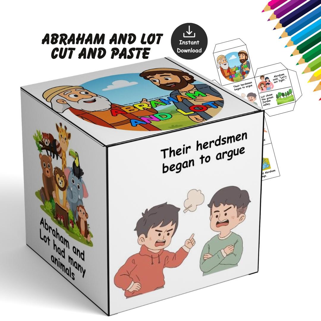 Abraham and Lot Coloring Cube Craft, Bible Lesson, Memory Game, Sunday ...
