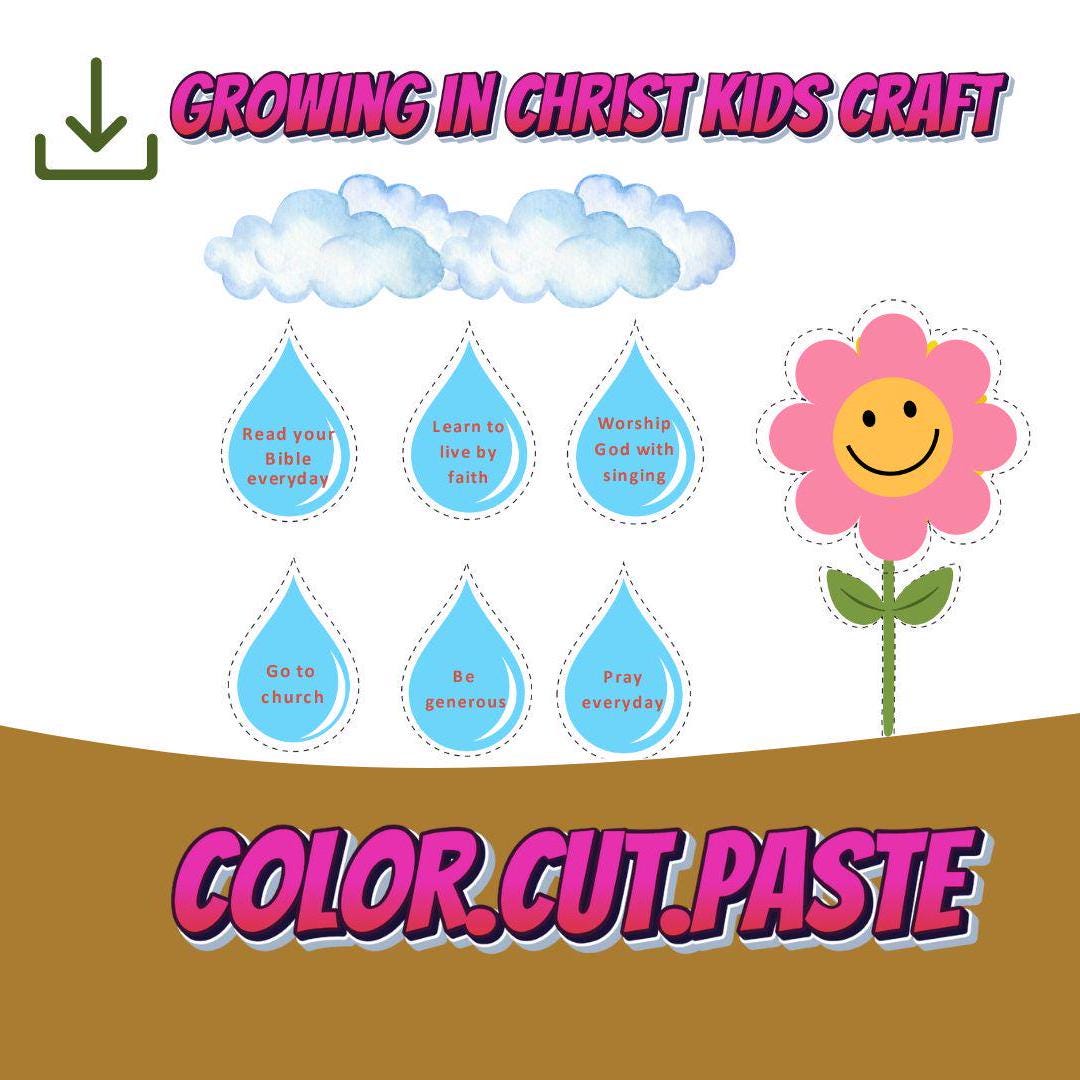 Growing in Christ Craft Activity for Kids, Bible Printable Activity ...