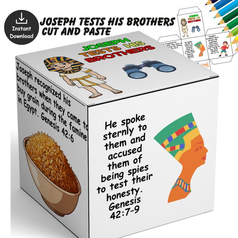 Joseph Tests His Brothers Cube, Holy Spirit Bible Lesson, Sunday School ...