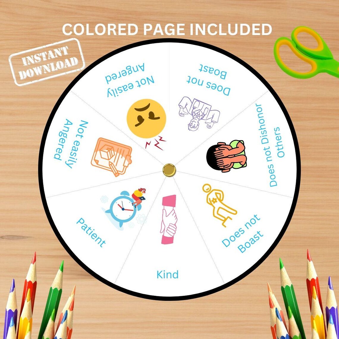 God is Love Coloring Wheel, Printable Bible Activity, Watercolor, Kids ...