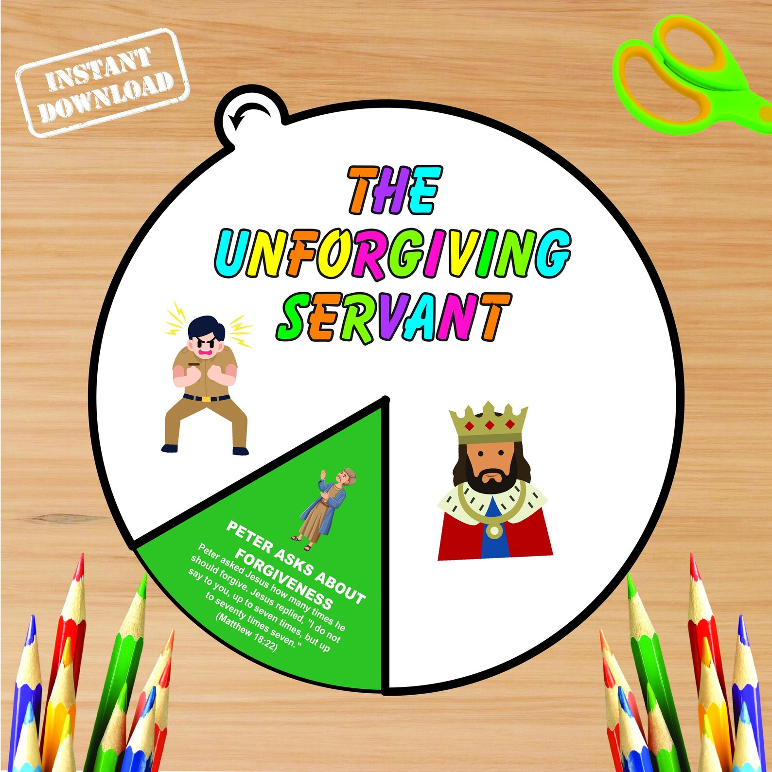 Forgiveness Scripture Coloring Wheel, Printable Bible Activity ...