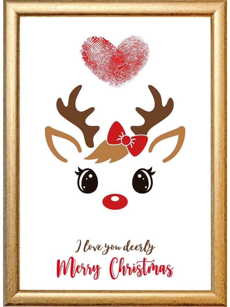 Christmas Handprint Art, I Love You Deerly, Thumbprint Reindeer Craft ...