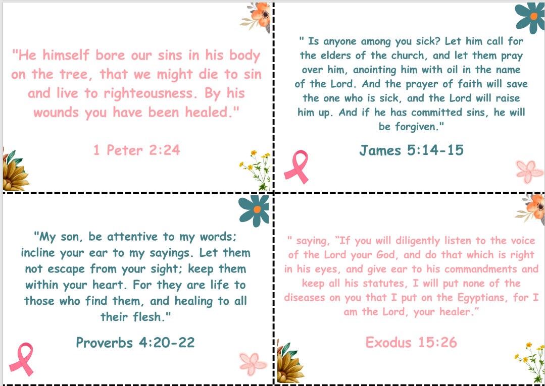 40 Bible Verse Cards on Healing, Printable Scripture Cards, Bible ...