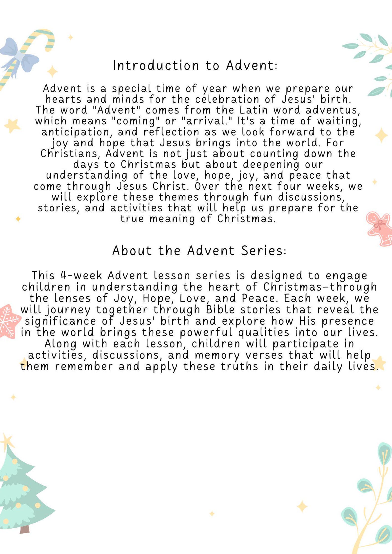 Advent Bible Lesson Christmas Craft Activity Printable for Kids, Kids ...