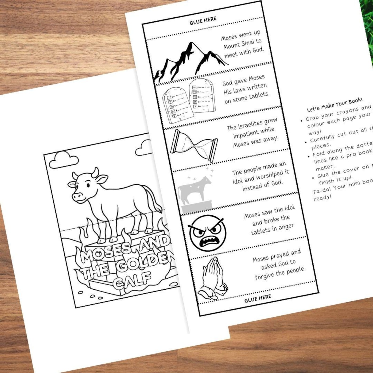 Moses Golden Calf Folding Surprise Bible Craft, Bible Lesson, Bible ...