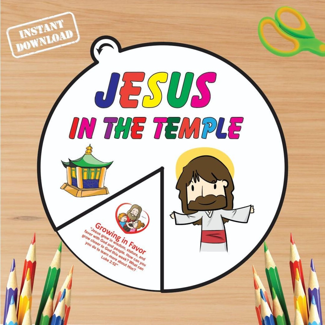 Jesus in the Temple Coloring Wheel, Luke 2, Bible Story, Kids Bible ...