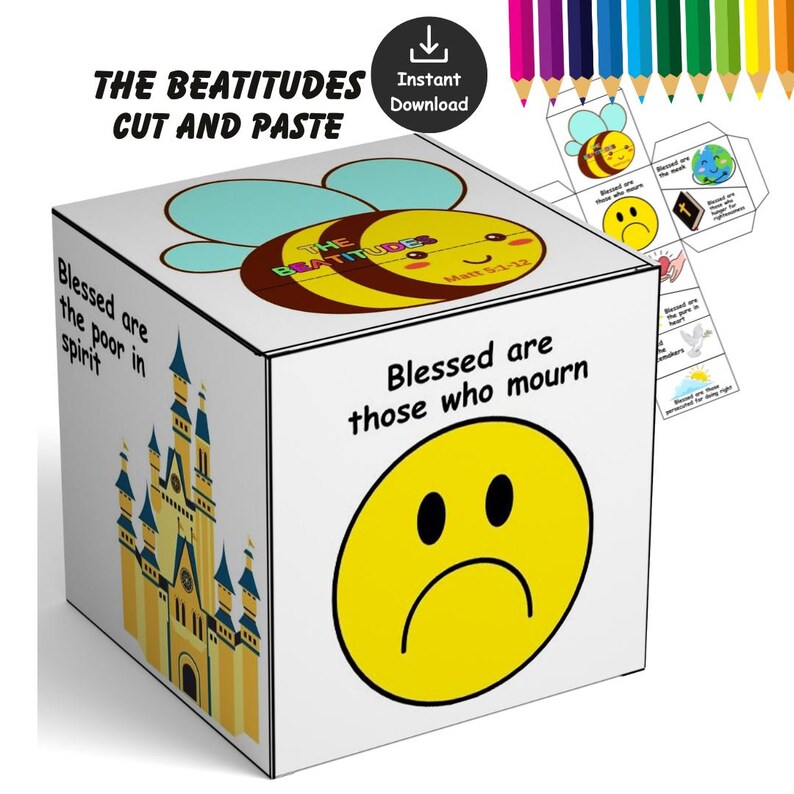 Beatitudes Activity Cube, Kids Activity, Printable Bible Verse Game ...