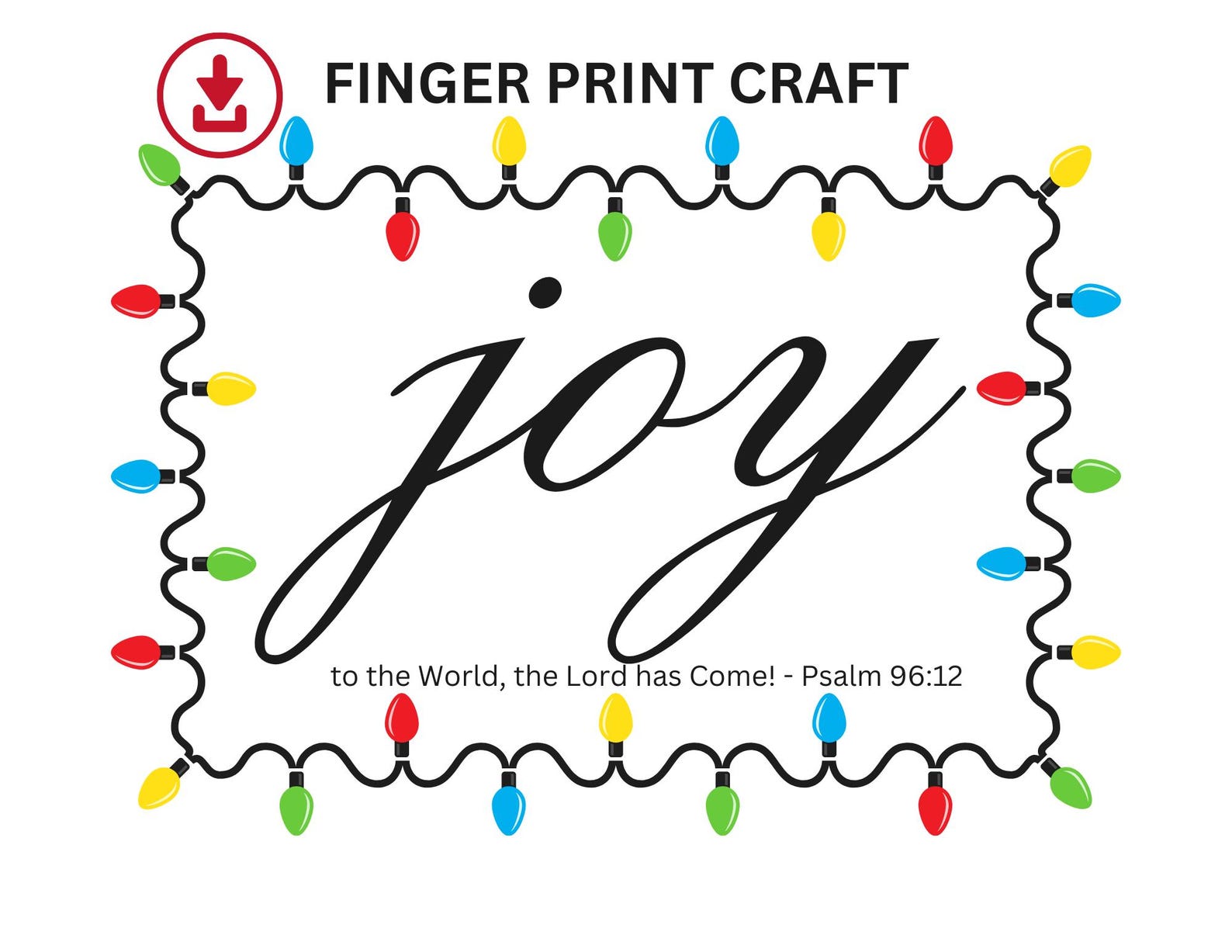 Fingerprint Christmas Lights Printable Craft JOY, Advent Activity for ...