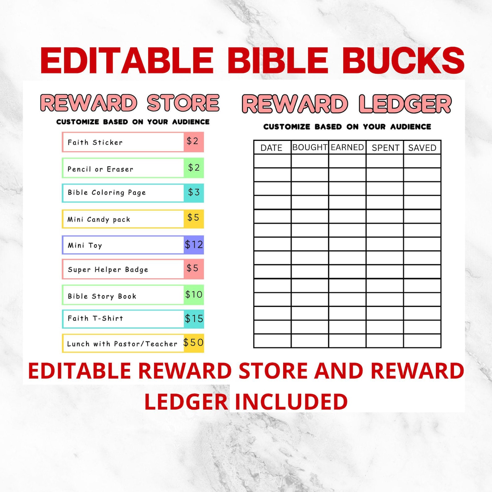Editable Bible Bucks Printable, Kids Reward Coupons, Chore Bucks ...
