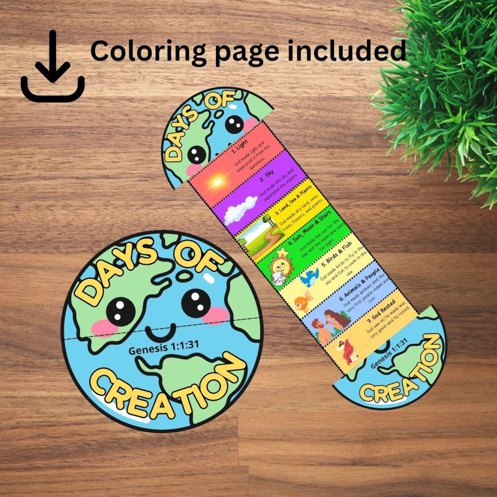 Days of Creation Folding Surprise Bible Craft, Bible Verse Activity ...