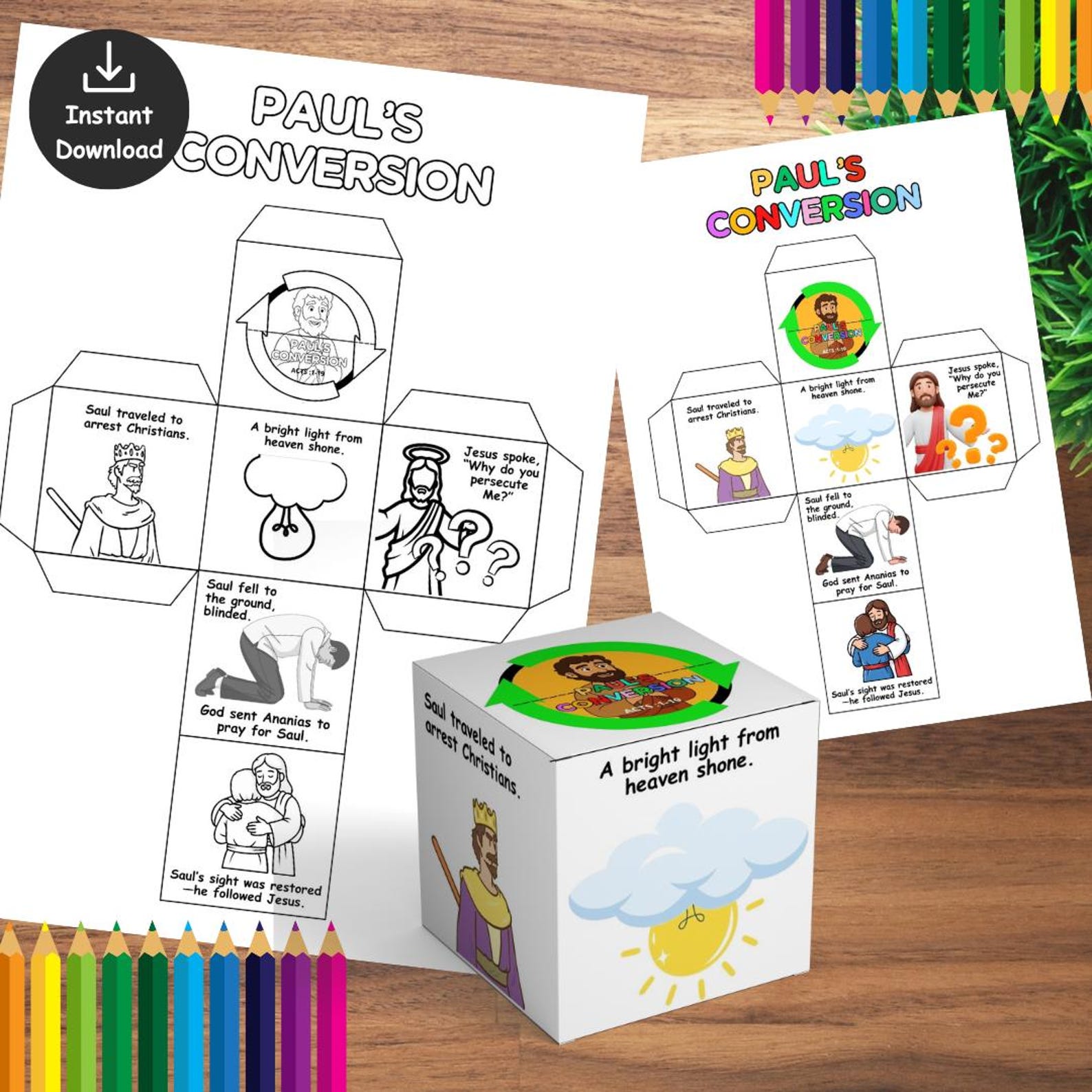 From Saul to Paul Coloring Wheel, Bible Story Activity for Kids ...