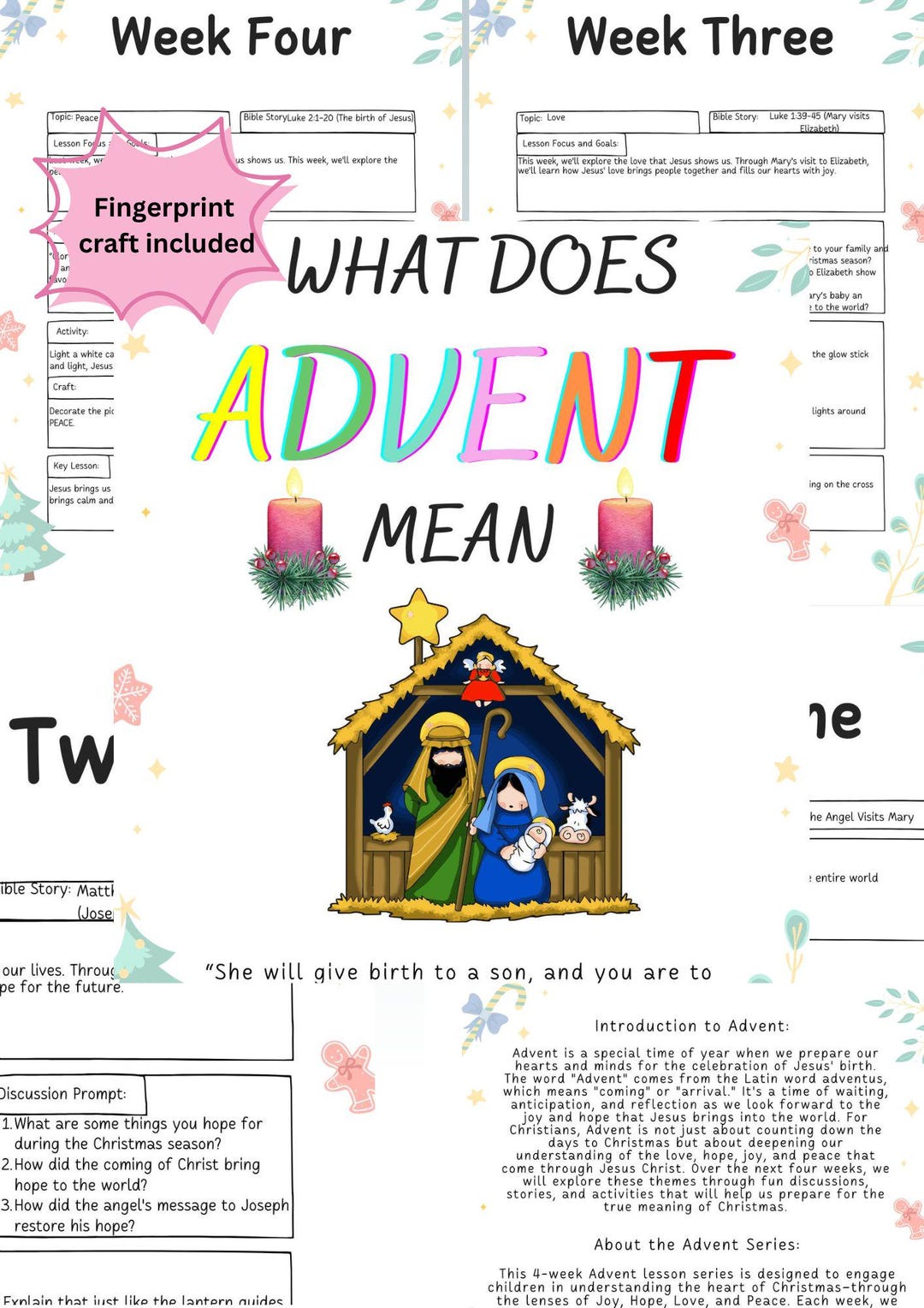 Advent Bible Lesson Christmas Craft Activity Printable for Kids, Kids ...