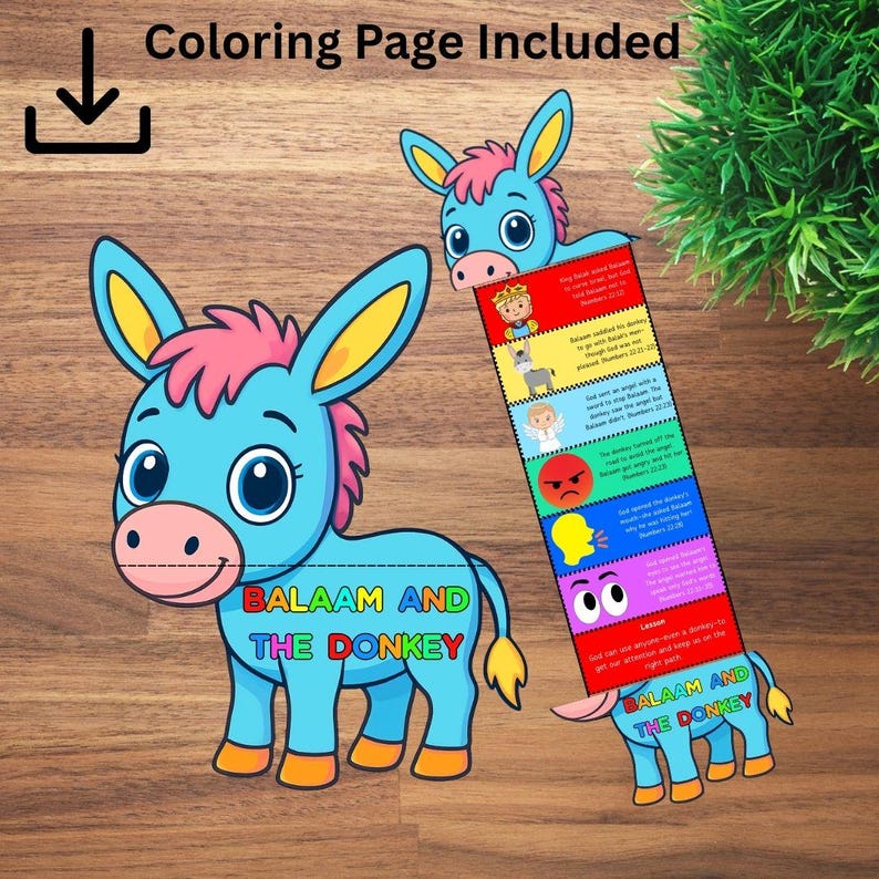 Balaam and the Donkey Folding Surprise Bible Craft: Bible Lesson Study ...
