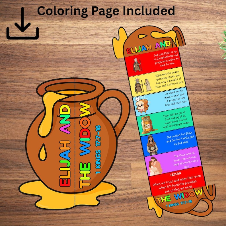 Elijah and the Widow Folding Surprise Bible Craft, Bible Lesson, Bible ...