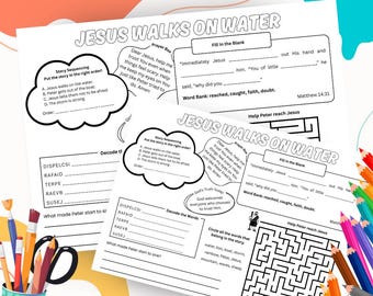 Jesus Walks on Water Kids Bible Story Craft Printable Sunday School ...