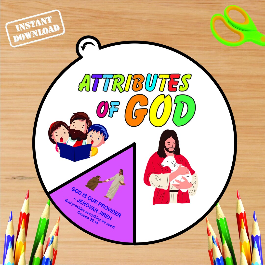 Attributes of God Coloring Wheel, Names of God, Sunday School Activity ...