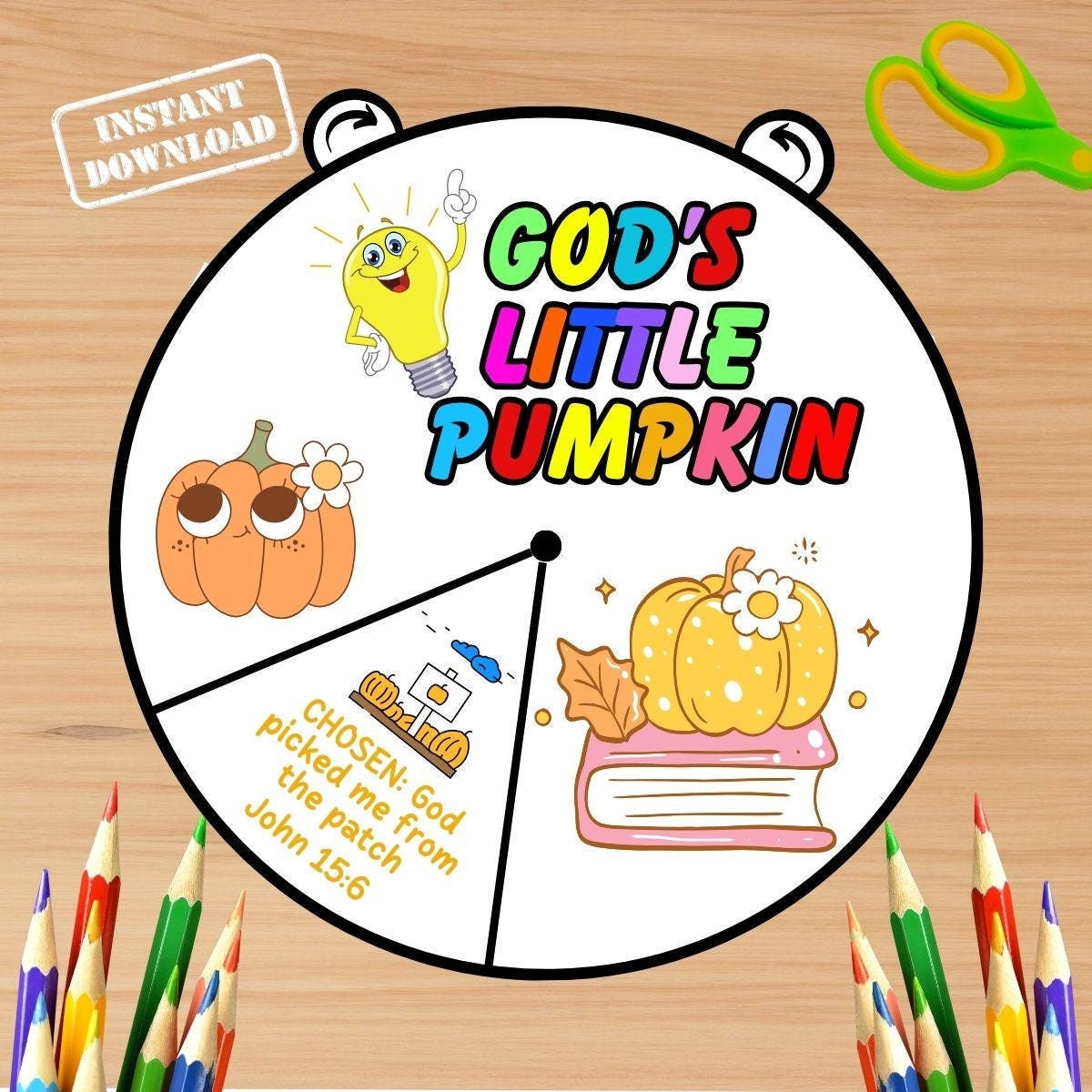 God's Little Pumpkin Coloring Wheel, Pumpkin Prayer for Halloween ...