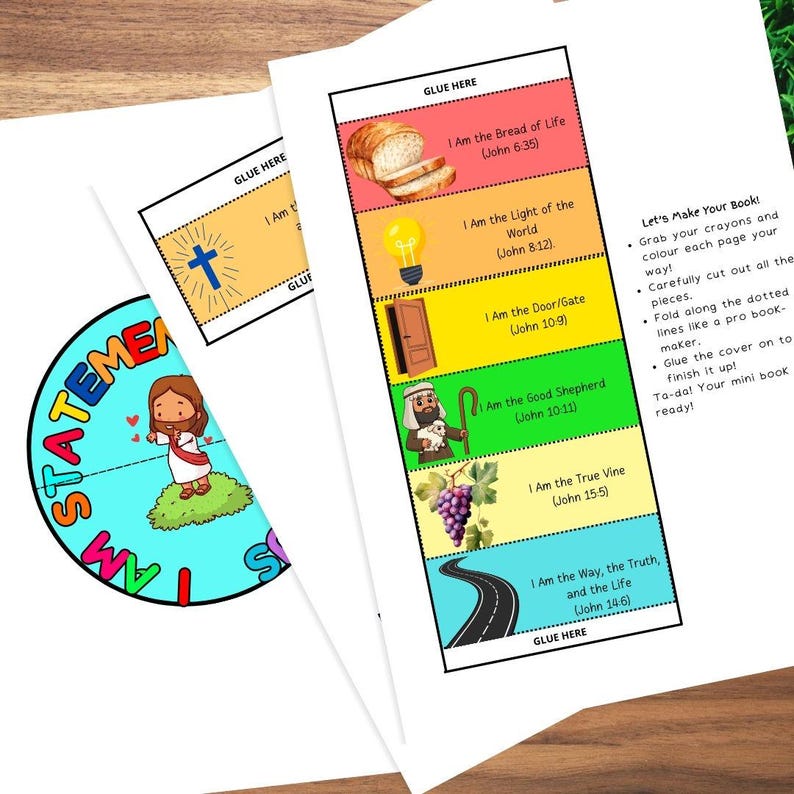 I Am Statements of Jesus Folding Surprise Bible Craft, Printable Bible ...