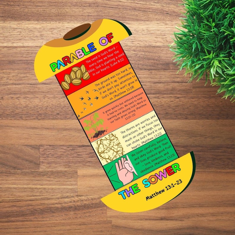 Parable of the Sower Folding Surprise Bible Story Craft, Bible Lesson ...