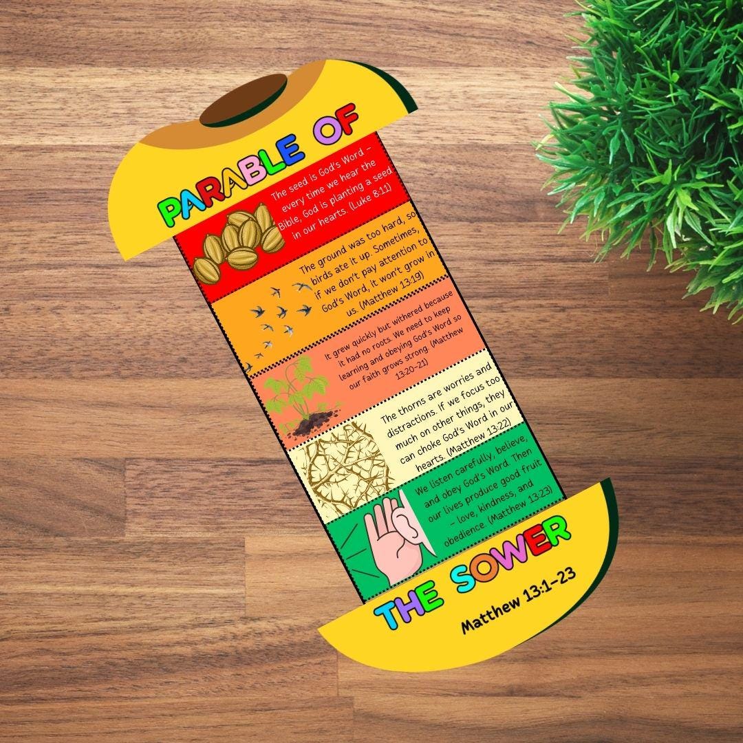 Parable of the Sower Folding Surprise Bible Story Craft, Bible Lesson ...