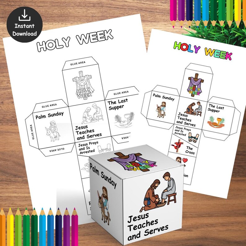Holy Week Countdown Cube Craft, Easter Story for Kids, Bible Printable ...