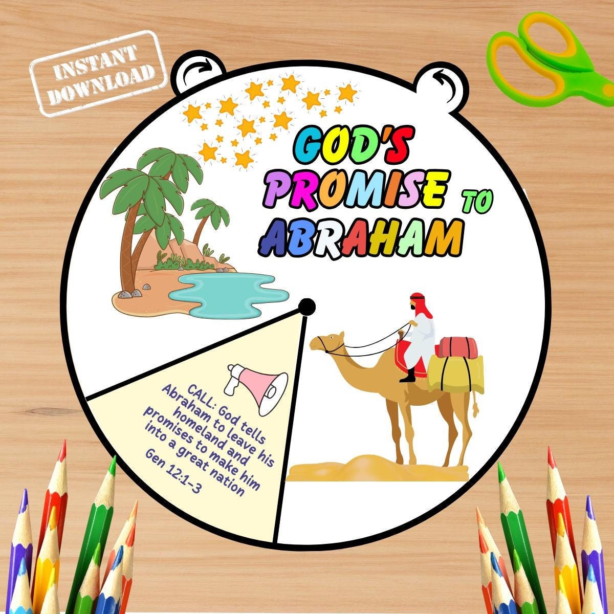 God's Promise to Abraham Coloring Wheel | Bible Story Activity for Kids ...