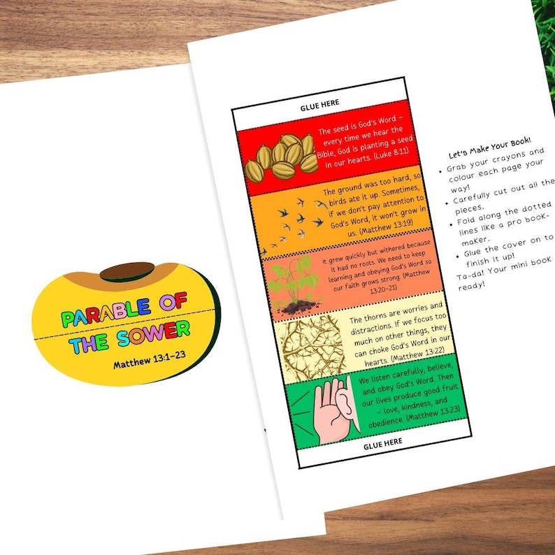 Parable of the Sower Folding Surprise Bible Story Craft, Bible Lesson ...