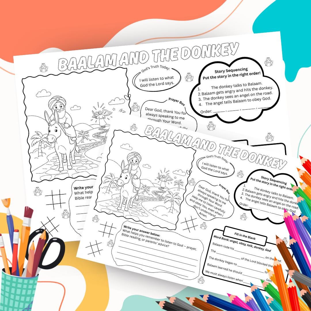 Balaam and the Activity Sheet, Bible Craft: Bible Lesson Study, Sunday ...