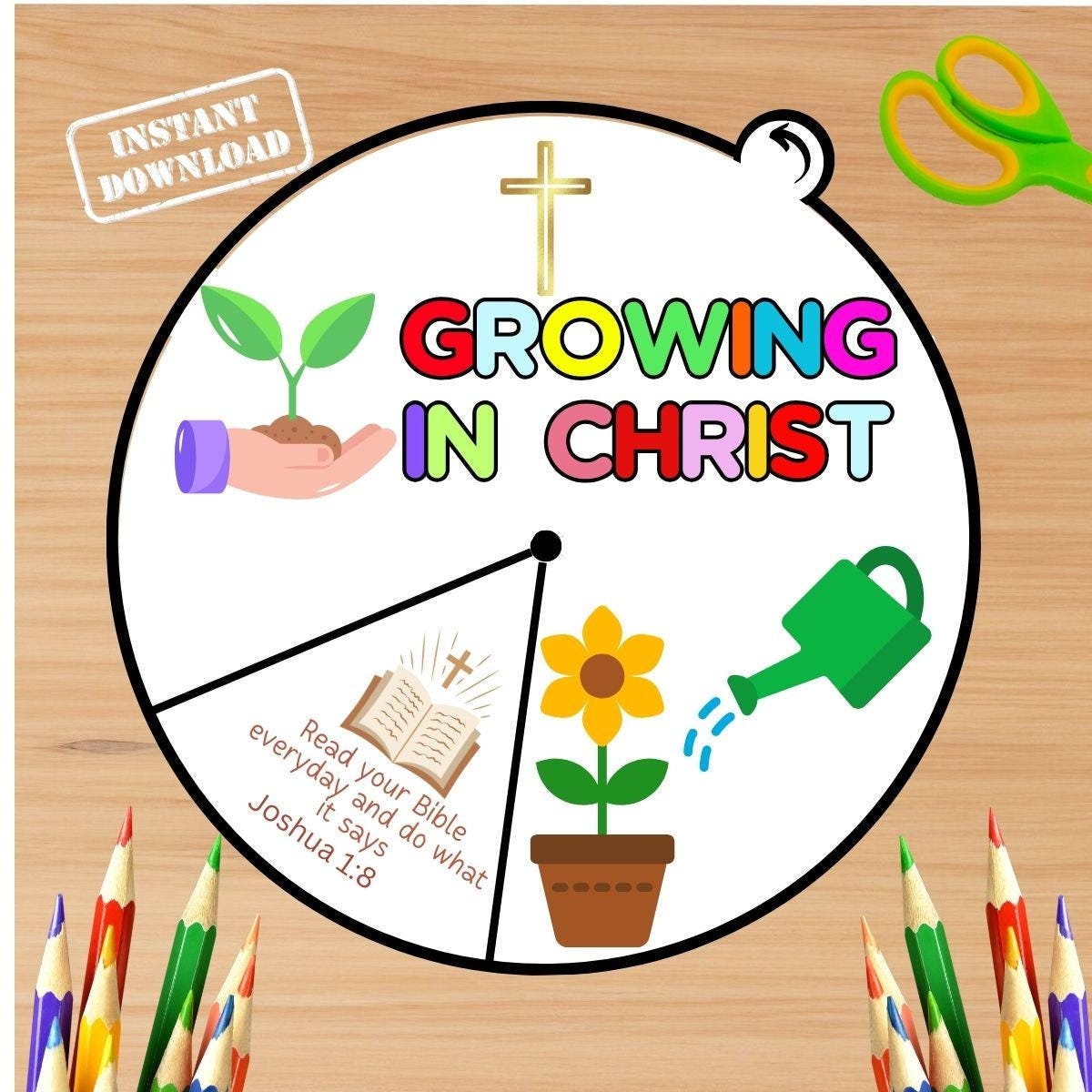 Growing in Christ Craft Activity for Kids, Bible Printable Activity ...