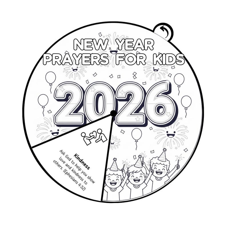 New Year Prayers Coloring Wheel, Bible Activity, Memory Game, Sunday ...