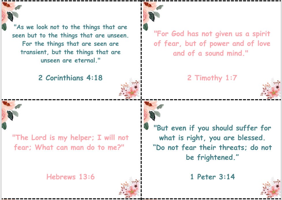 Fear and Anxiety Bible Verse Cards, Bible Study Printable, 40 Scripture ...