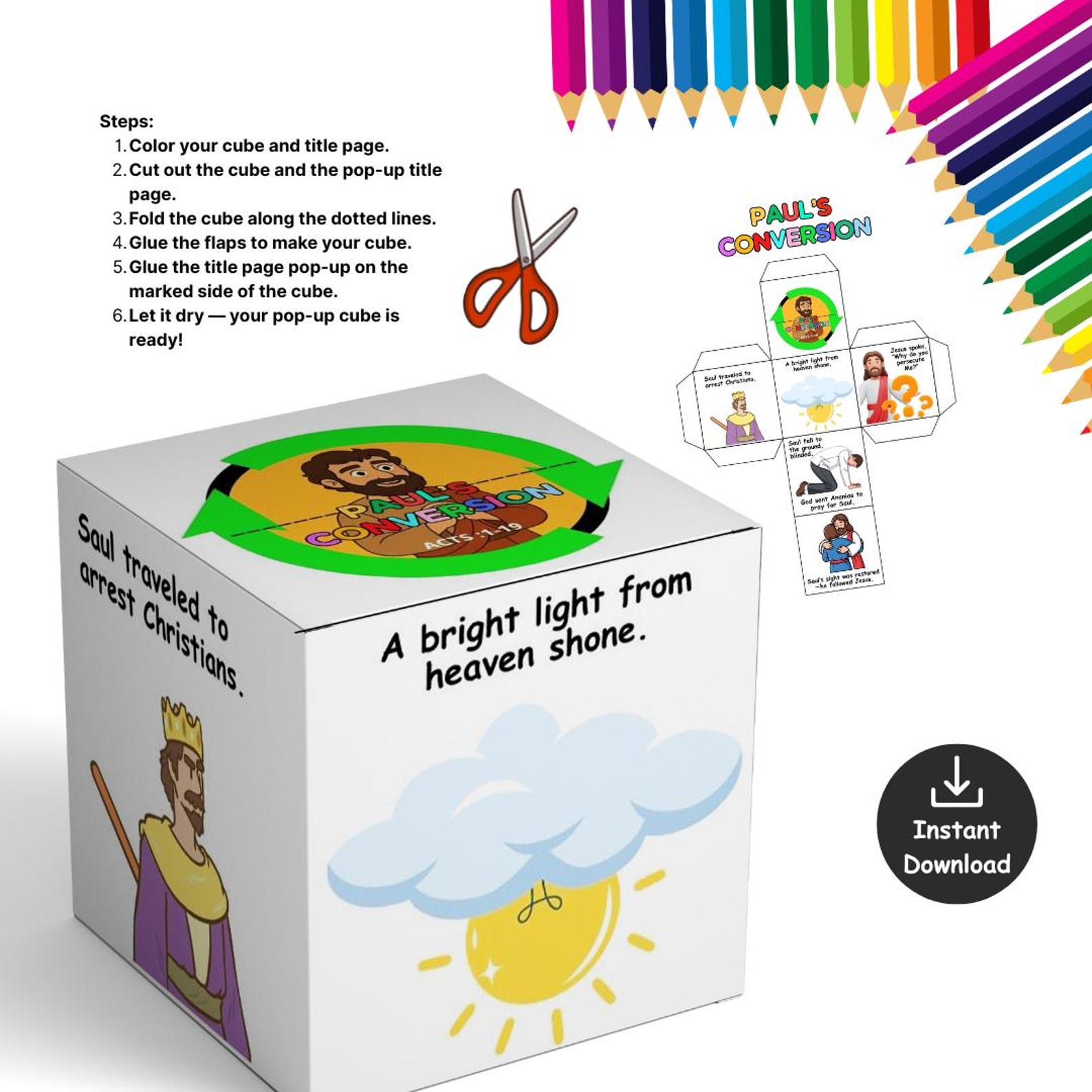 From Saul to Paul Coloring Wheel, Bible Story Activity for Kids ...