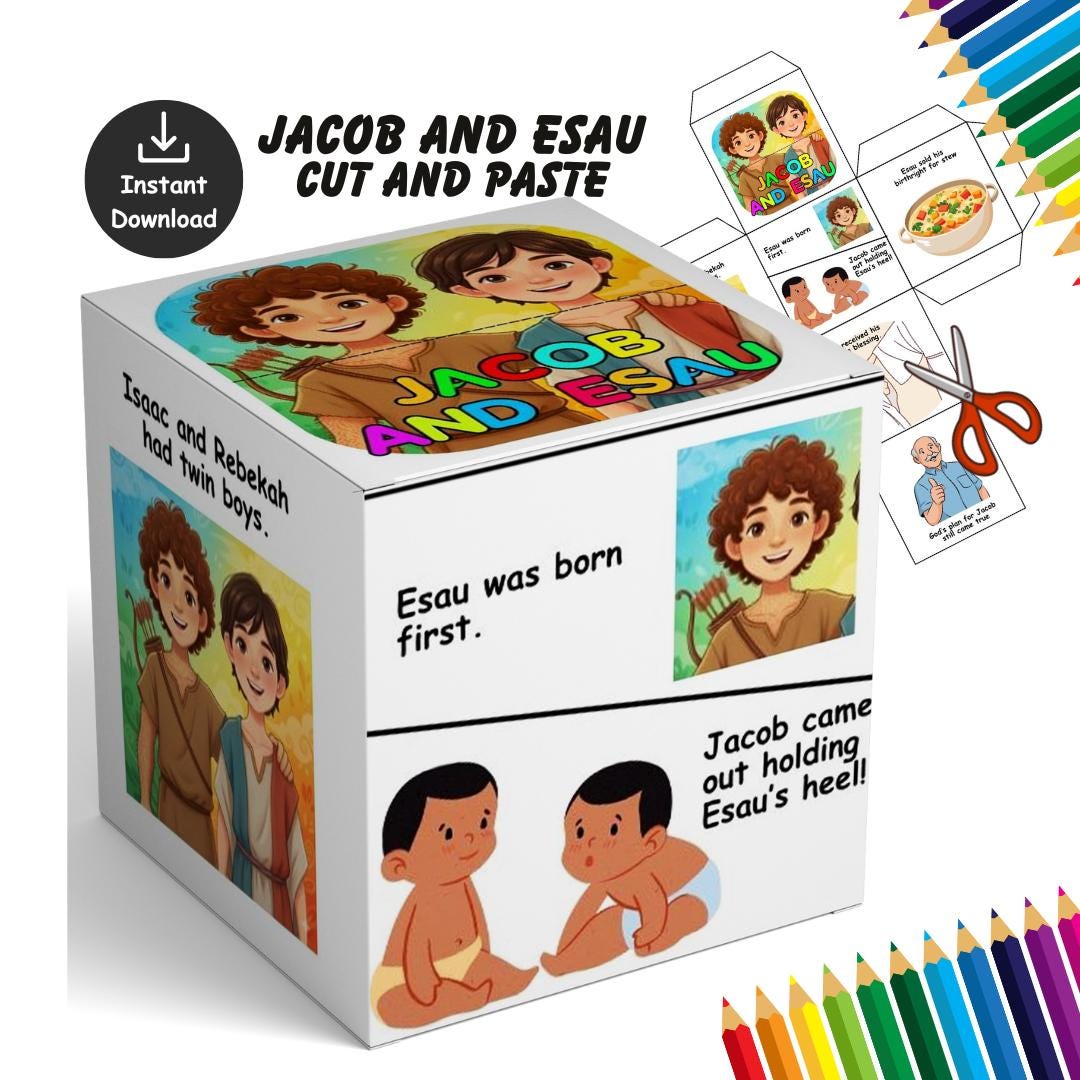 Jacob and Esau Printable Cube, Bible Craft, Bible Story Lesson, Sunday ...