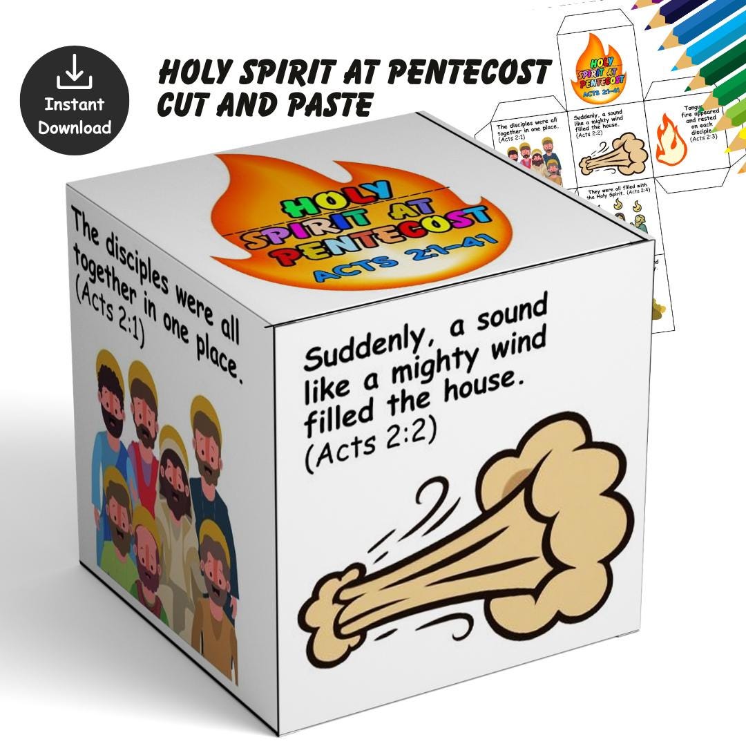 Holy Spirit at Pentecost Coloring Cube, Bible Lesson, Sunday School ...