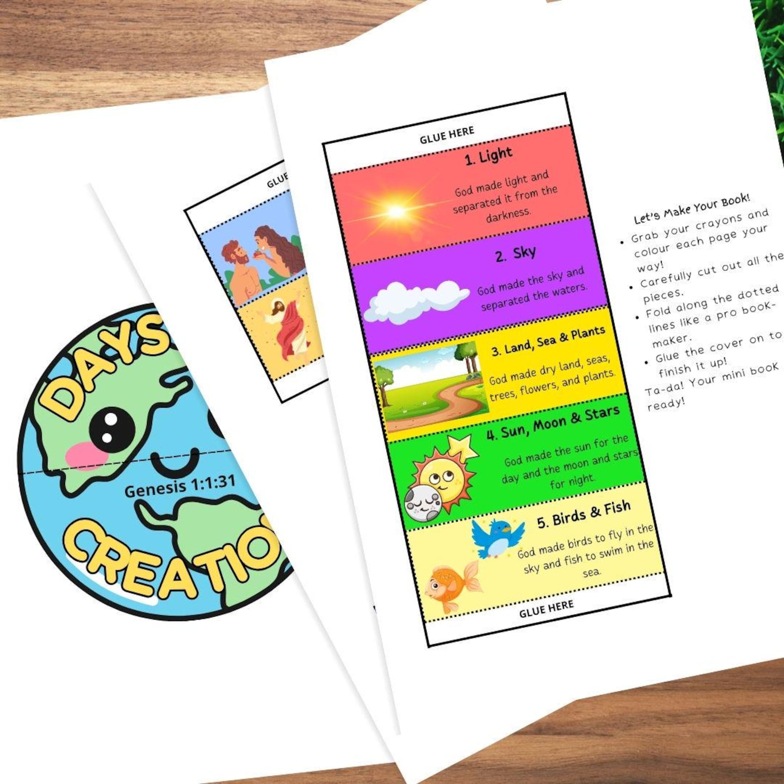 Days of Creation Folding Surprise Bible Craft, Bible Verse Activity ...