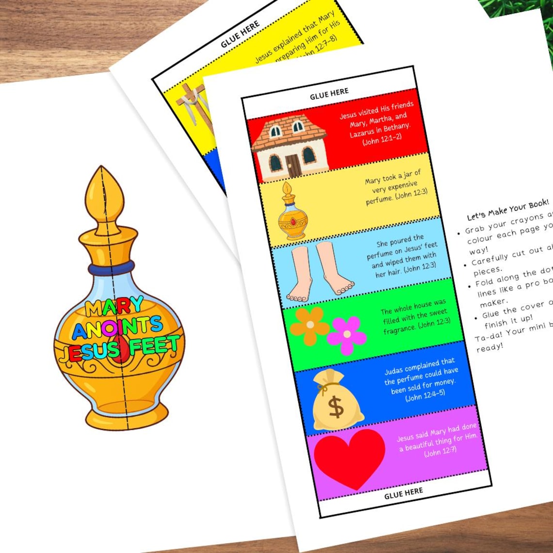 Mary Anoints Jesus at Bethany Folding Surprise Bible Story Craft, Bible ...