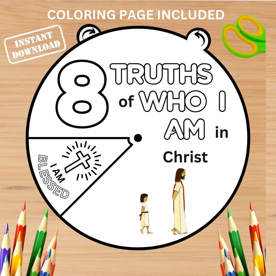 Printable Identity in Christ Coloring Wheel/ Printable Bible Activity ...
