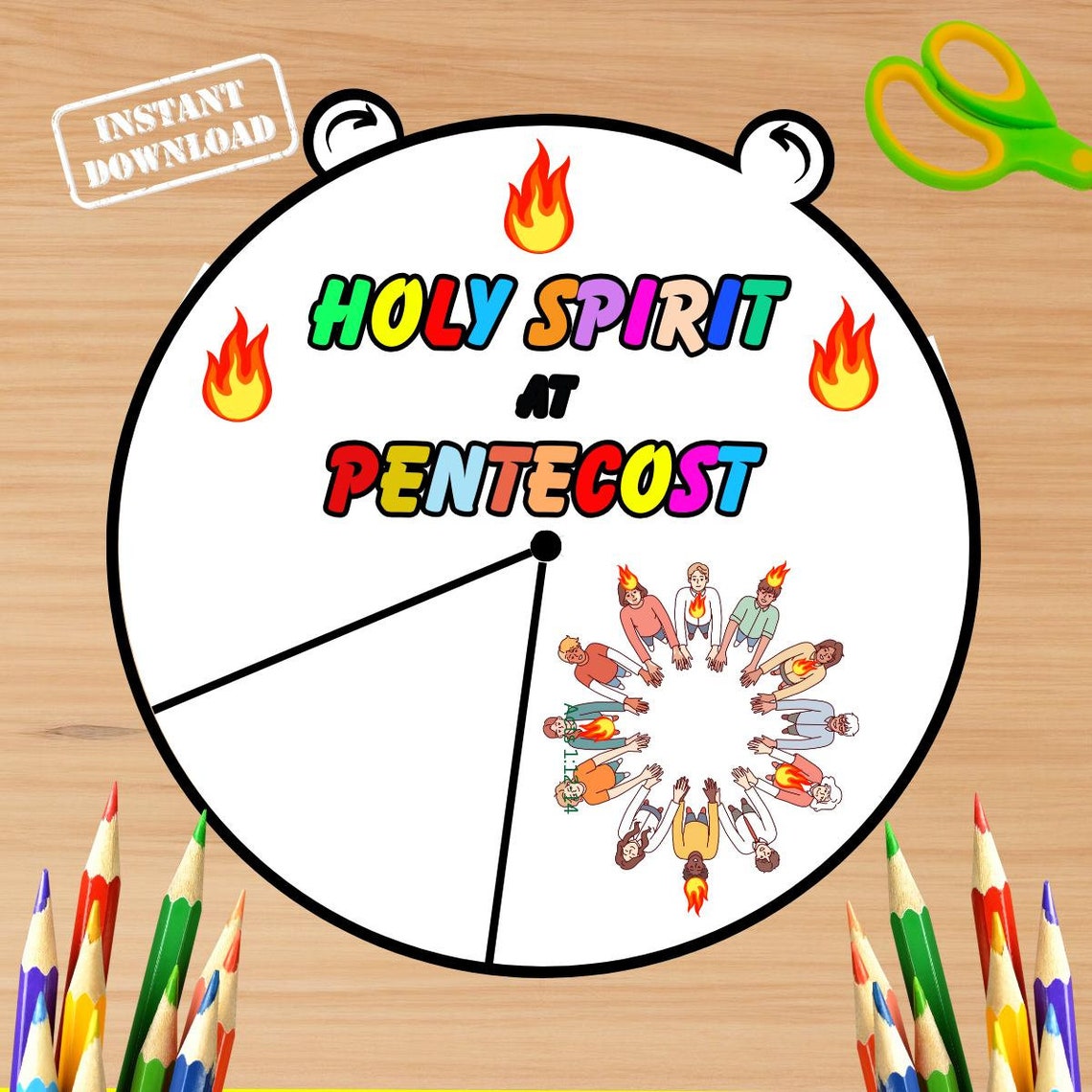 Pentecost Coloring Wheel, Acts 2 Bible Lesson, Sunday School Lesson ...