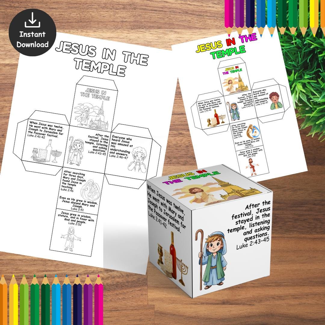 Jesus in the Temple Coloring Wheel, Luke 2, Bible Story, Kids Bible ...