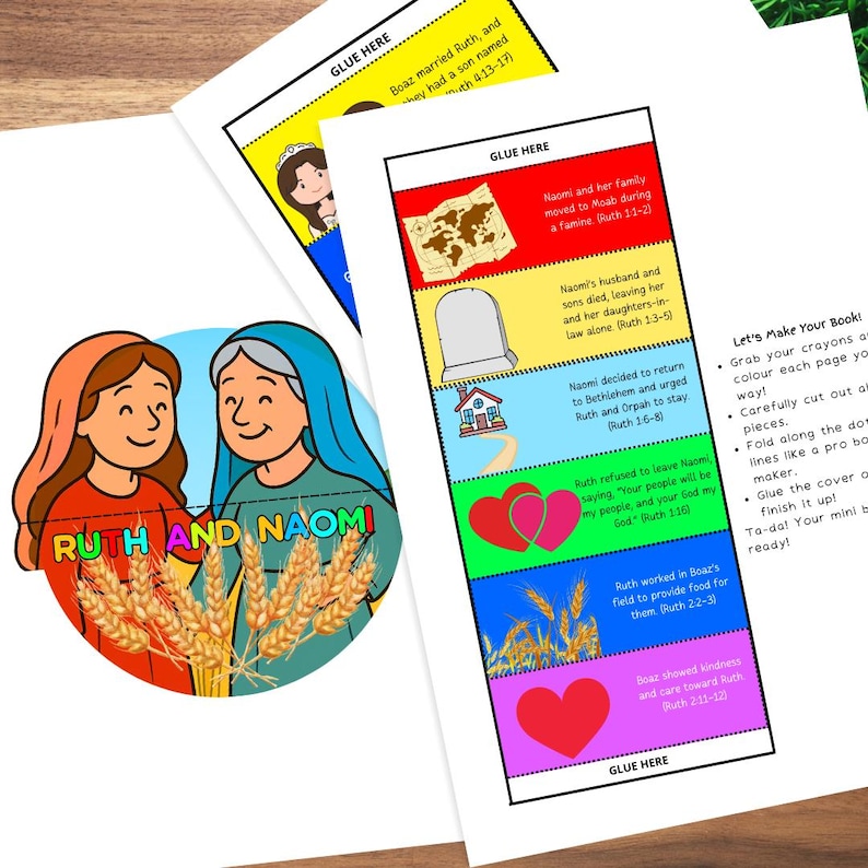 Ruth and Naomi Folding Surprise Bible Craft, Bible Study Lesson, Sunday ...