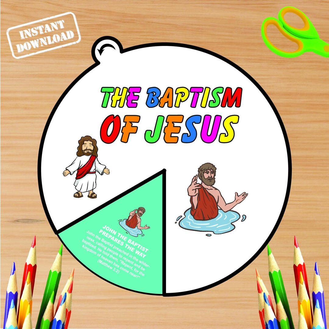 Baptism of Jesus Bible Story Wheel, Bible Story Craft, Sunday School ...