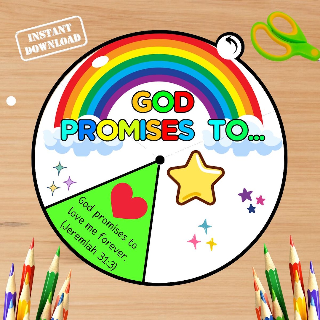 God's Promises Rainbow Wheel Craft Printable for Kids Sunday School ...