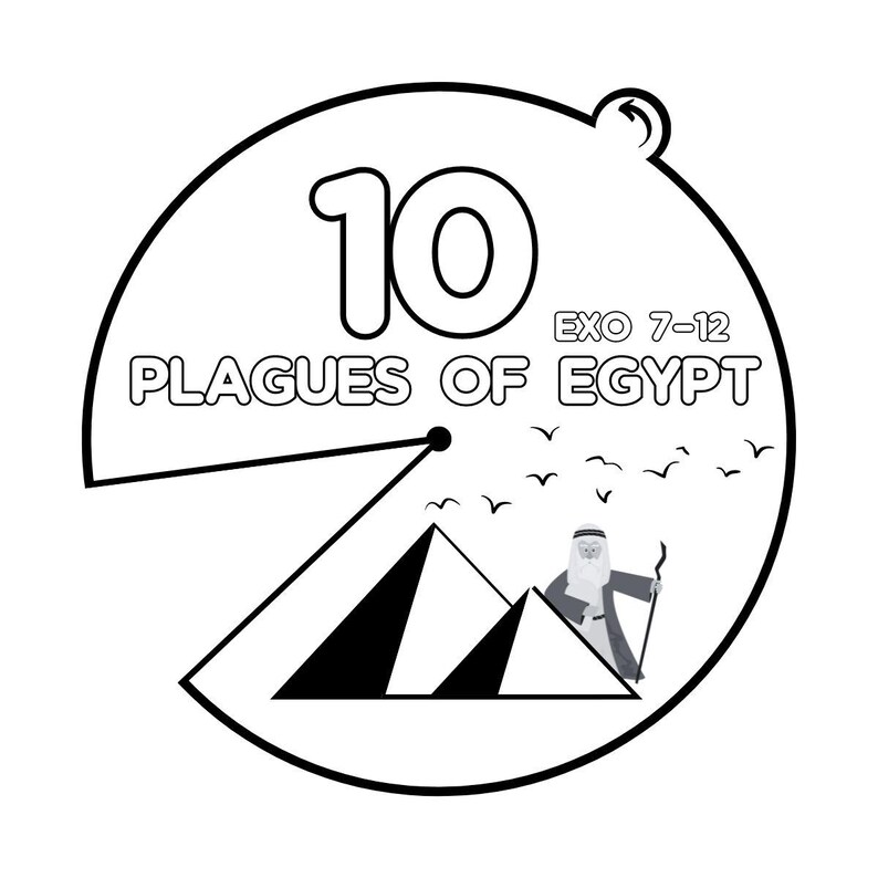 Plagues of Egypt Coloring Wheel, Printable Bible Activity, Watercolor ...