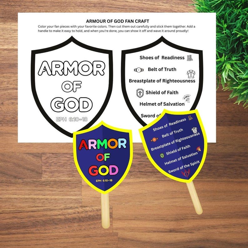 Armor of God Fan Bible Craft for Kids, Bible Lesson, Sunday School ...